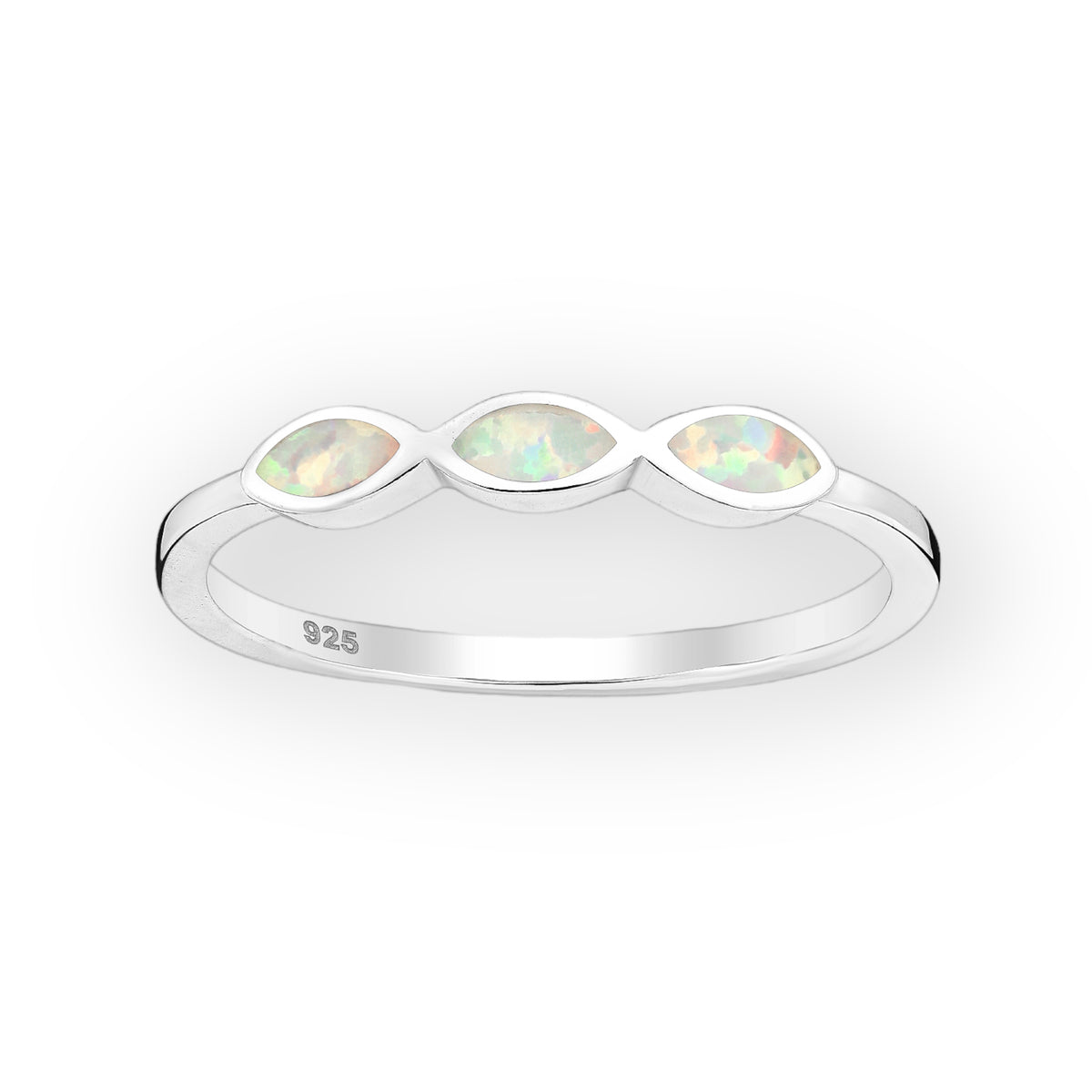 Triple Opal Sterling Silver Ring – Simple Natural Design