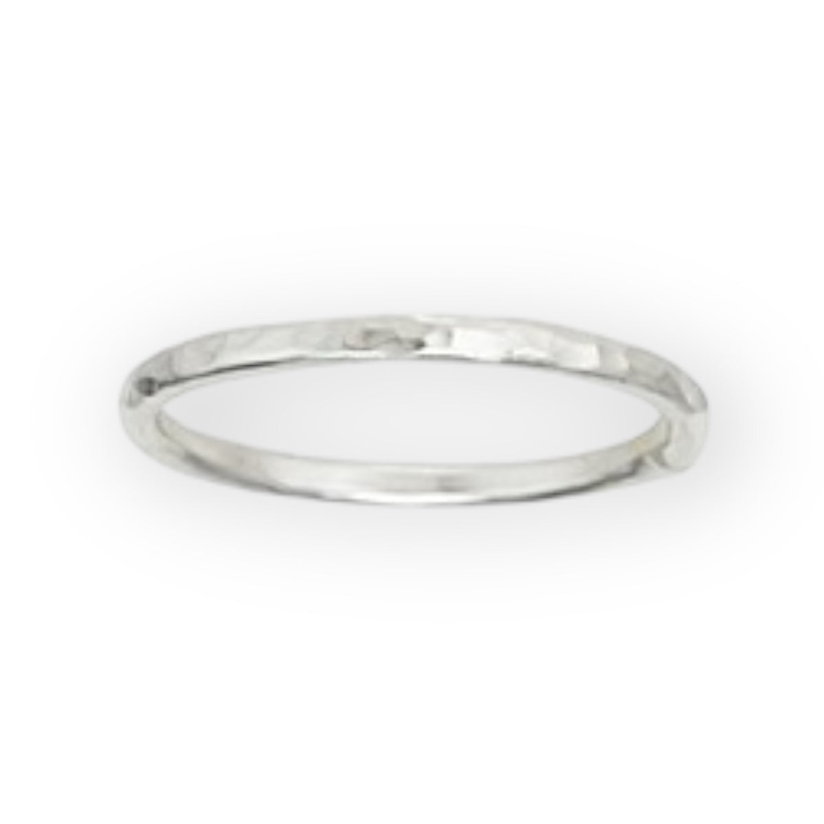Hammered Narrow Band Sterling Silver Ring – Simple Natural Design