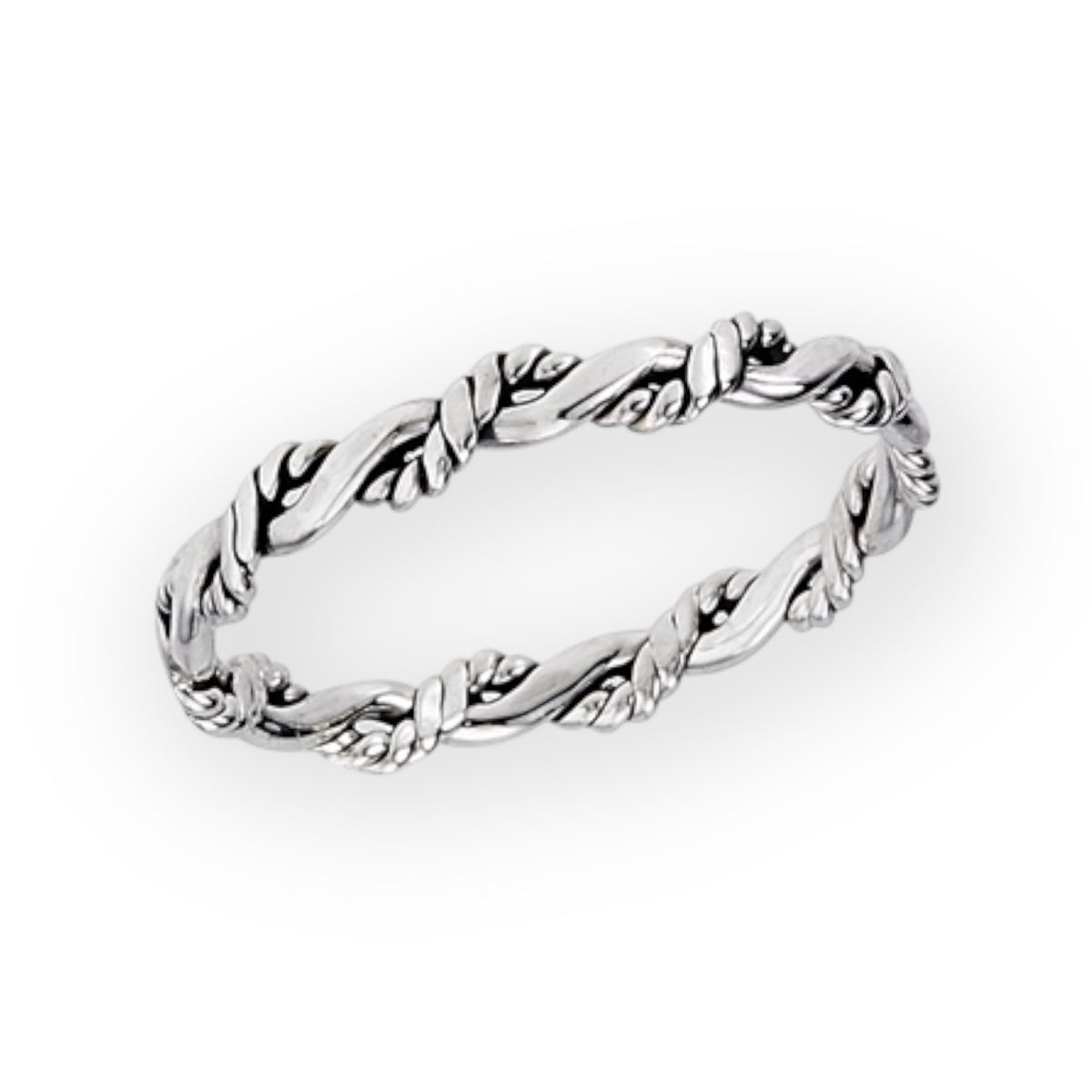 Braid Narrow Band Sterling Silver Ring – Simple Natural Design