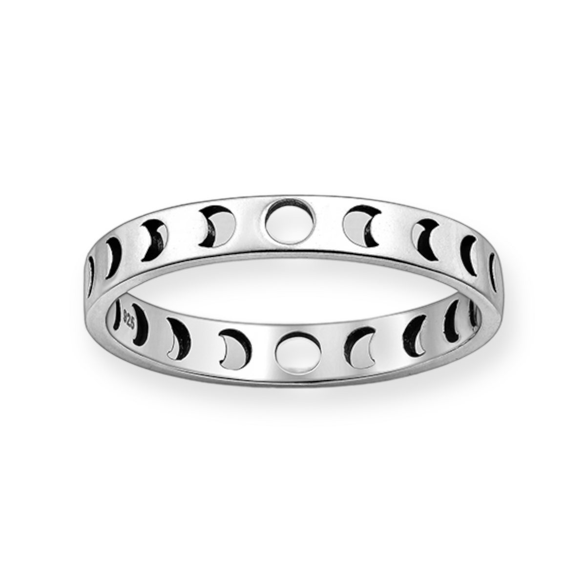 Lunar Phases Sterling Silver Ring – Simple Natural Design